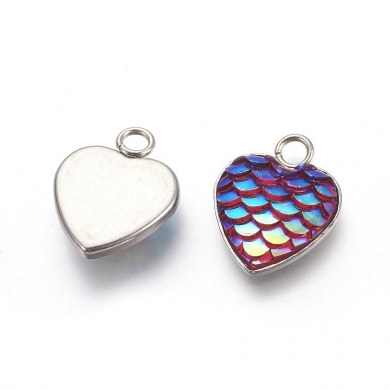 Dije Corazón de escama cola sirena acero quirúrgico